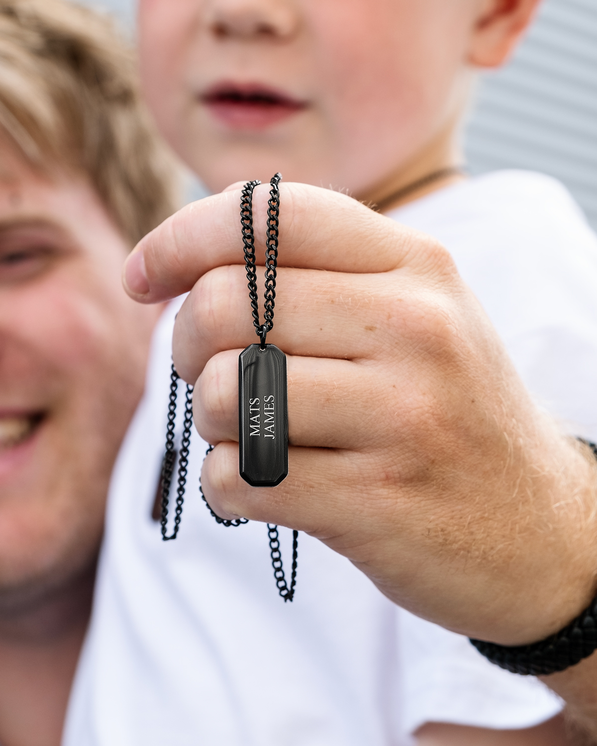 Heren ketting graveerbare bar zwart | Kettingen | DRKS