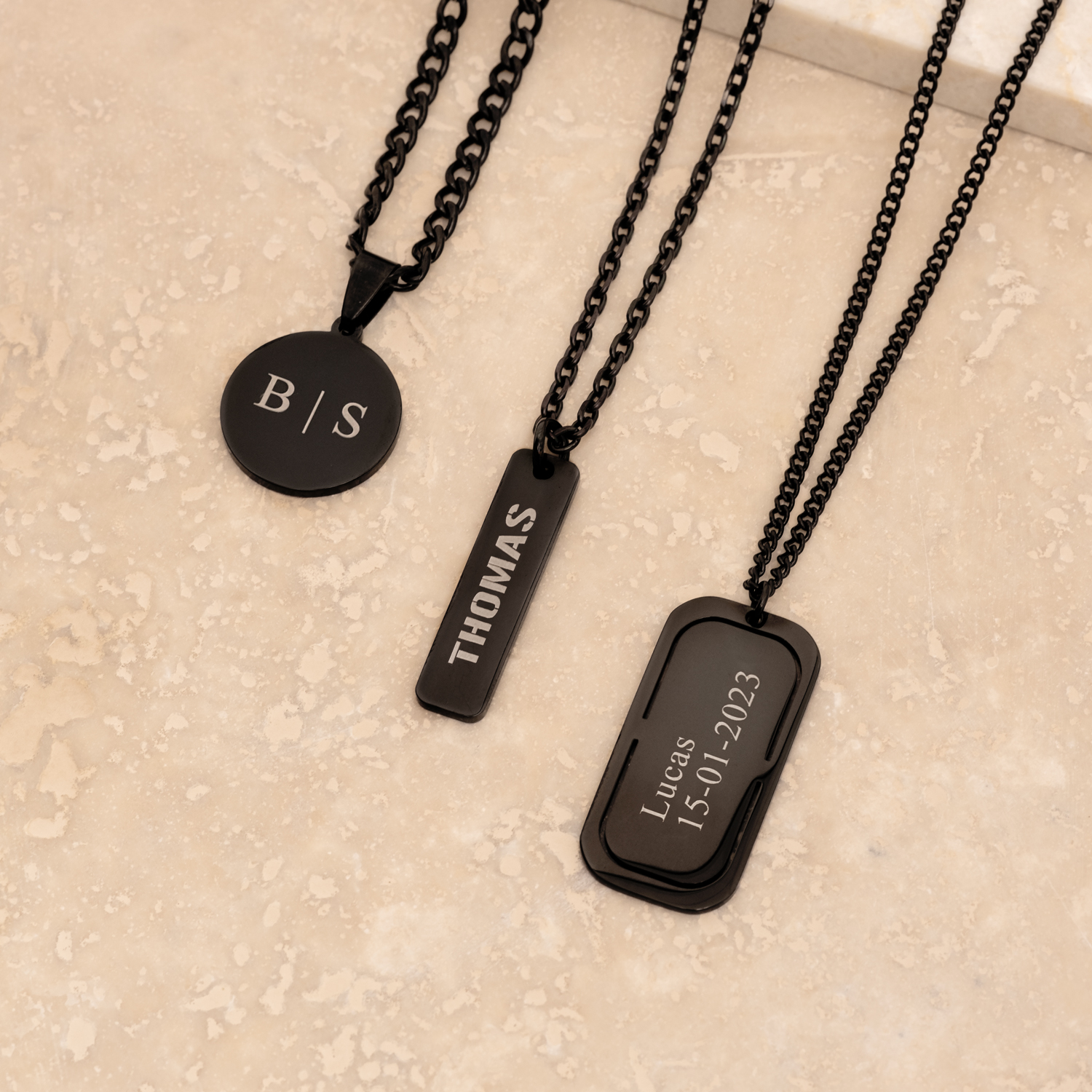 Heren Ketting met Tekst Zwart | Mannen Sieraden Kopen Heren Ketting met Tekst Zwart | Mannen Sieraden Kopen