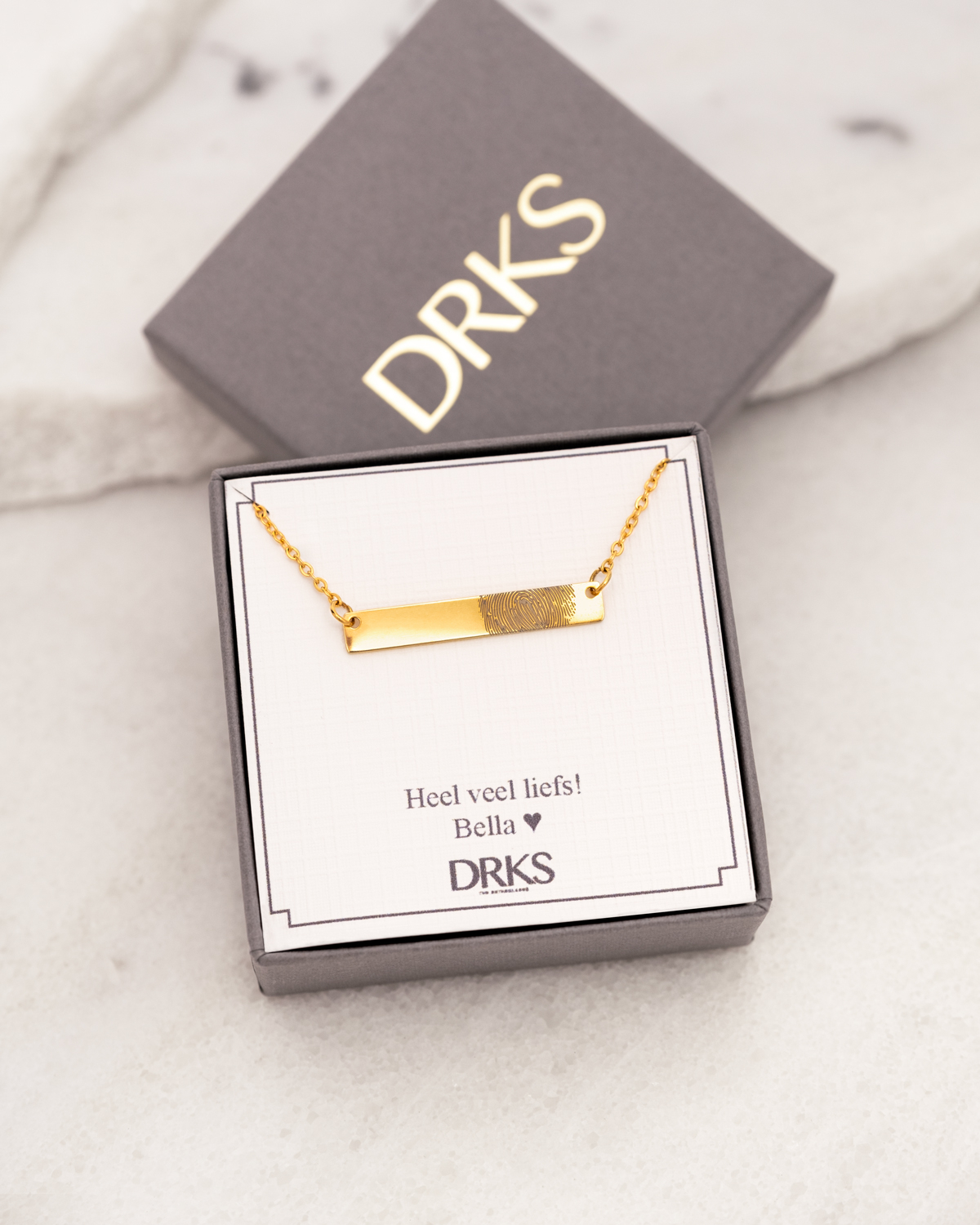 Bar ketting vingerafdruk goudkleurig | Kettingen | DRKS