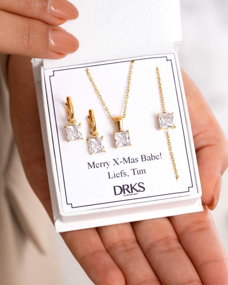 Sieraden set met steentjes festive goudkleurig | Sieraden sets