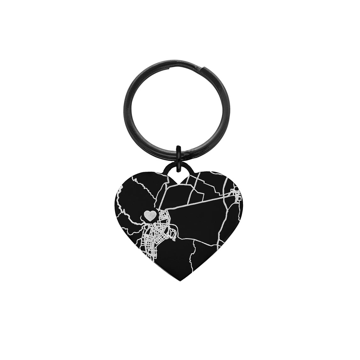 Locatie sleutelhanger hartje | Zwart | DRKS.nl